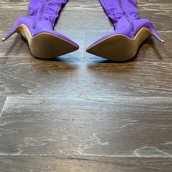 EGO | Shoes | Ego Thigh High Stretch Purple Pointy Toe Boot | Poshmark